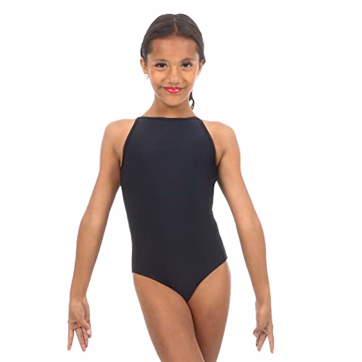 Alexandra Collection Youth Scoopneck X-Back Mesh Panel Leotard for Children
