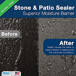 Serveon Sealants Natural Stone Sealer (Clear Natural Finish) Commercial Grade Outdoor Indoor Waterproof Grout Sealer Protects Pavers Pools Patios Decorative Landscape Stones (1 Quart) H2100S