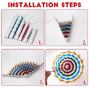 LayYun Party Hanging Paper Fans Set of 6, Round Pattern Paper Garlands Decoration for Birthday Bridal Wedding Baby Shower Graduation Events Accessories, Phoenix Tail