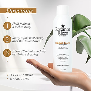 Bronze Glow By Roxanne Rizzo - Celebrity Choice Bronzer - Refreshing Hydrating Bronzing Mist - Face & Body Bronzer - Use as a setting spray or wear alone - Blends into all skin tones
