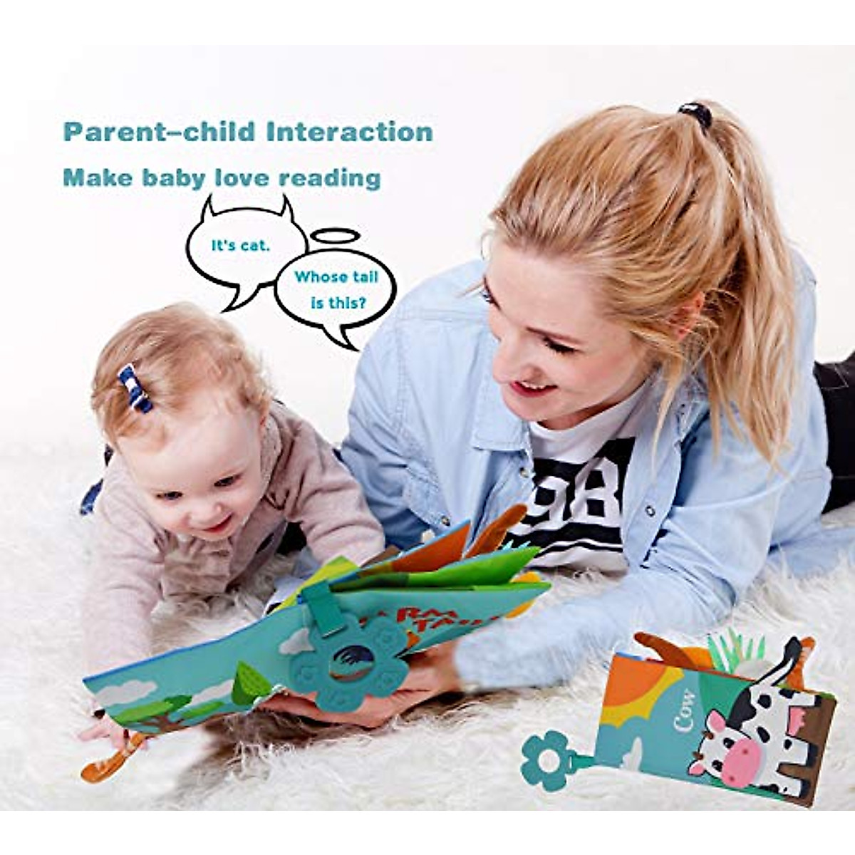 Baby Toy Wrist Rattle Foot Finder Socks with Soft Baby Book, Cotton and Plush Stuffed Infant Toys for Boy & Girl 0-3-6 Months, Present Gift for Newborn Infant Babies