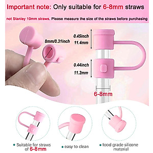GLBEAR 12Pcs Silicone Straw Tips Cover, 8mm Reusable Straw Covers, Dust-Proof Straw Toppers,Straw Covers Cap Accessory,Straw Covers Cap,12 Colors (8mm)