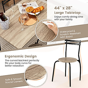 Giantex 5-Piece Dining Table Set, Modern Rectangular Dining Table & 4 Armless Chairs with Metal Frame, Kitchen Dining Room Furniture Set for 4, Space-Saving Dinette Set for Breakfast Nook, Natural