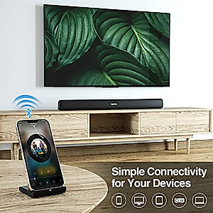 Sound Bar for TV with Subwoofer Deep Bass Soundbar 2.1 CH Home Audio Surround Sound Speaker System with Wireless Bluetooth 5.0 for PC Gaming with Wired Opt/Aux/Coax Connection Mountable 29-Inch