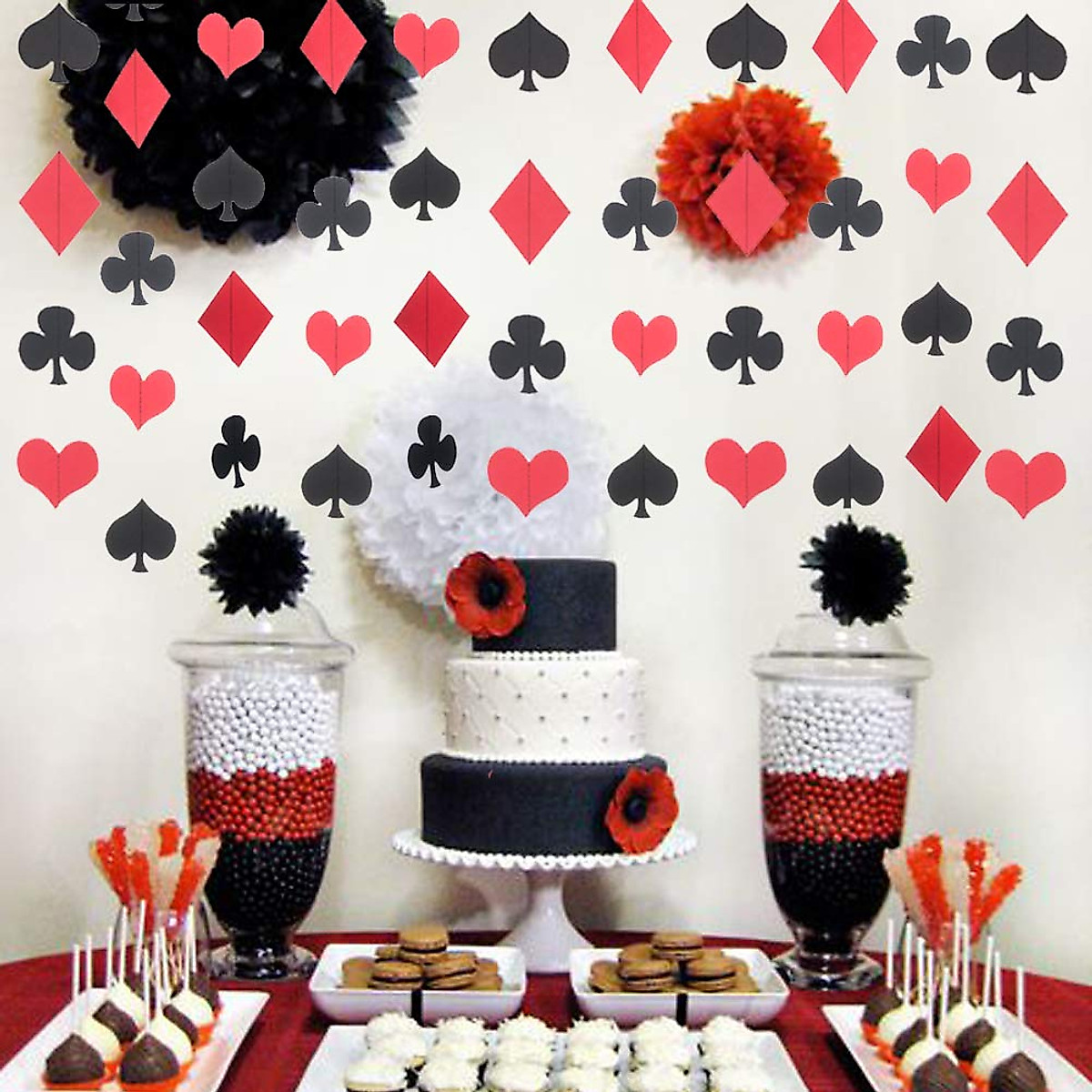 MOWO Casino Confetti Table Decoration and Las Vegas Theme Party Decoration (Black,red,200pc)