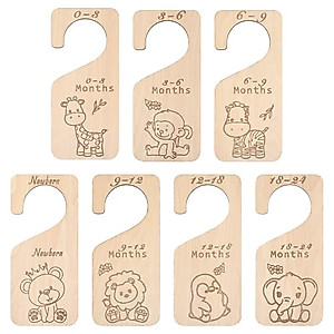 ShiningLove Wooden Baby Closet Dividers 7PCS Double Side Baby Clothes Closet Organizer Hangers from Newborn to 24 Months for Nursery Decor Newborn Essentials Nursery Closet Dividers Girl or Boy