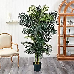 Nearly Natural 5289 6.5ft. Golden Cane Palm Silk Tree,Green
