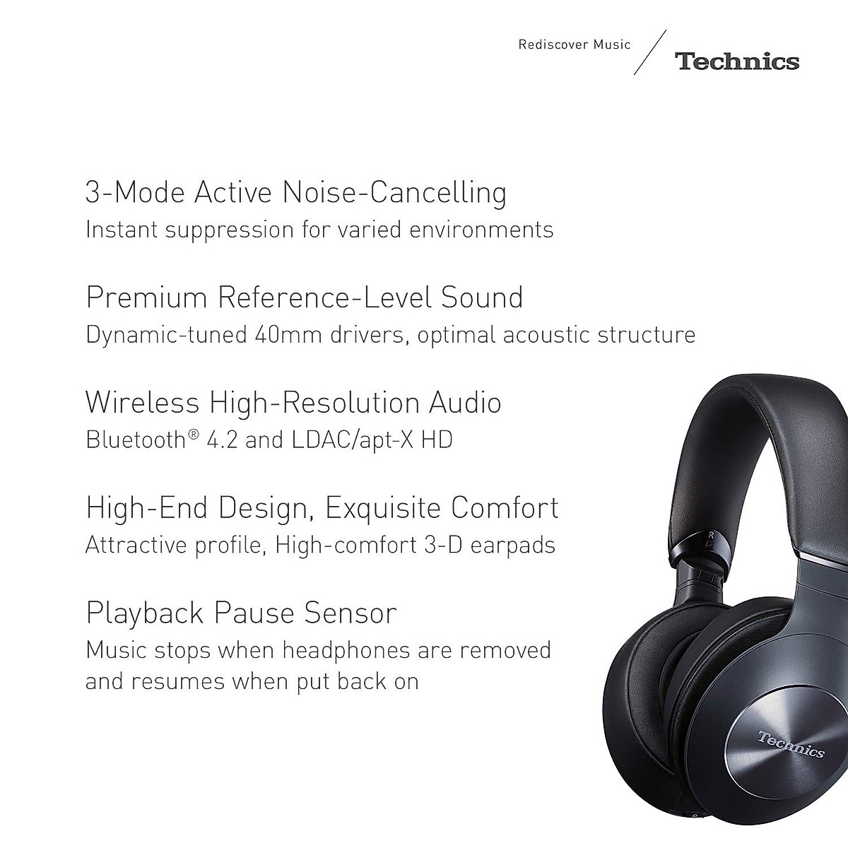 Technics Premium Hi-Res Wireless Bluetooth Stereo Headphones with 40 mm