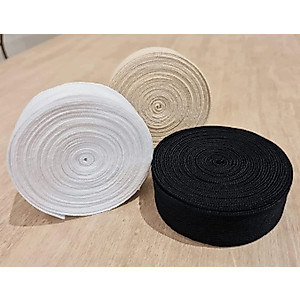 Losita 1 inch X 5 Yards Natural Cotton Twill Tape Herringbone Soft Fabric Webbing Strap Ribbon, Bias Binding for Sewing Gift Wrapping DIY Cloth Bag Holders Blanket Edge Supplies (Black)