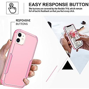 BENTOBEN iPhone 11 Case, Phone Case iPhone 11, Heavy Duty 3 in 1 Full Body Rugged Shockproof Hybrid Hard PC Soft TPU Bumper Drop Protective Girls Women Boy Men Covers for iPhone 11 6.1", Pink Design