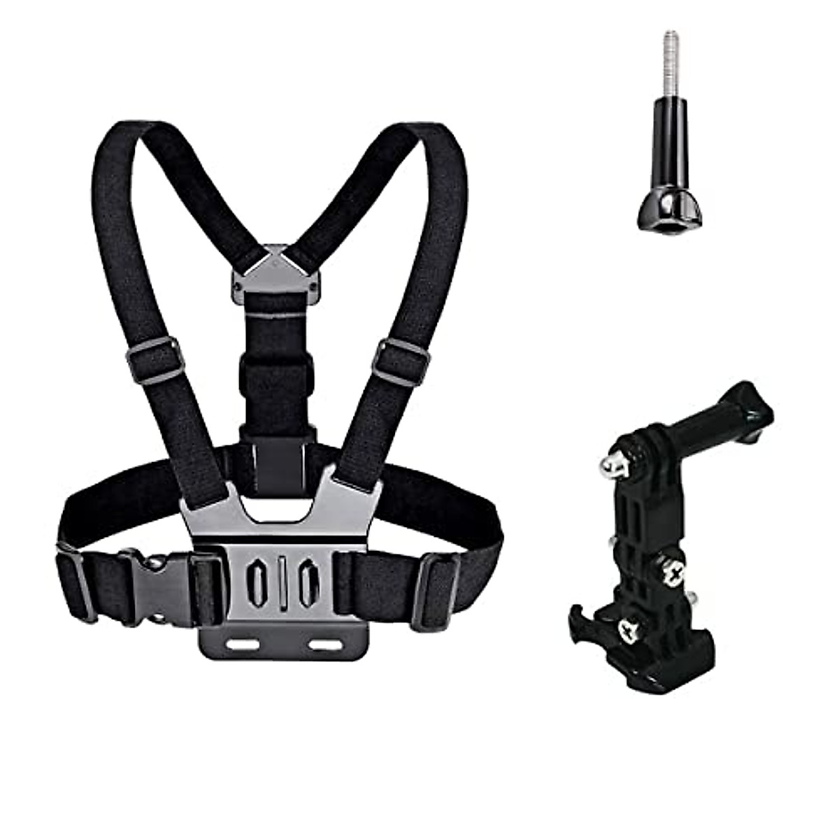 Adjustable Chest Mount Harness Chest Strap Belt for GoPro Hero10, Hero 9, Hero 8, Hero 7 Black, 7 Silver, 7 White, Hero 6, 5, 4, Session, 3+, 3, 2, 1, Hero (2018), 360 Degree Rotate Adapter Holder