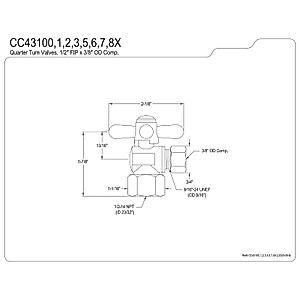 Kingston Brass CC43103X Quarter Turn Valves (1/2-Inch FIP X 3/8-Inch O.D. Compression), Antique Brass