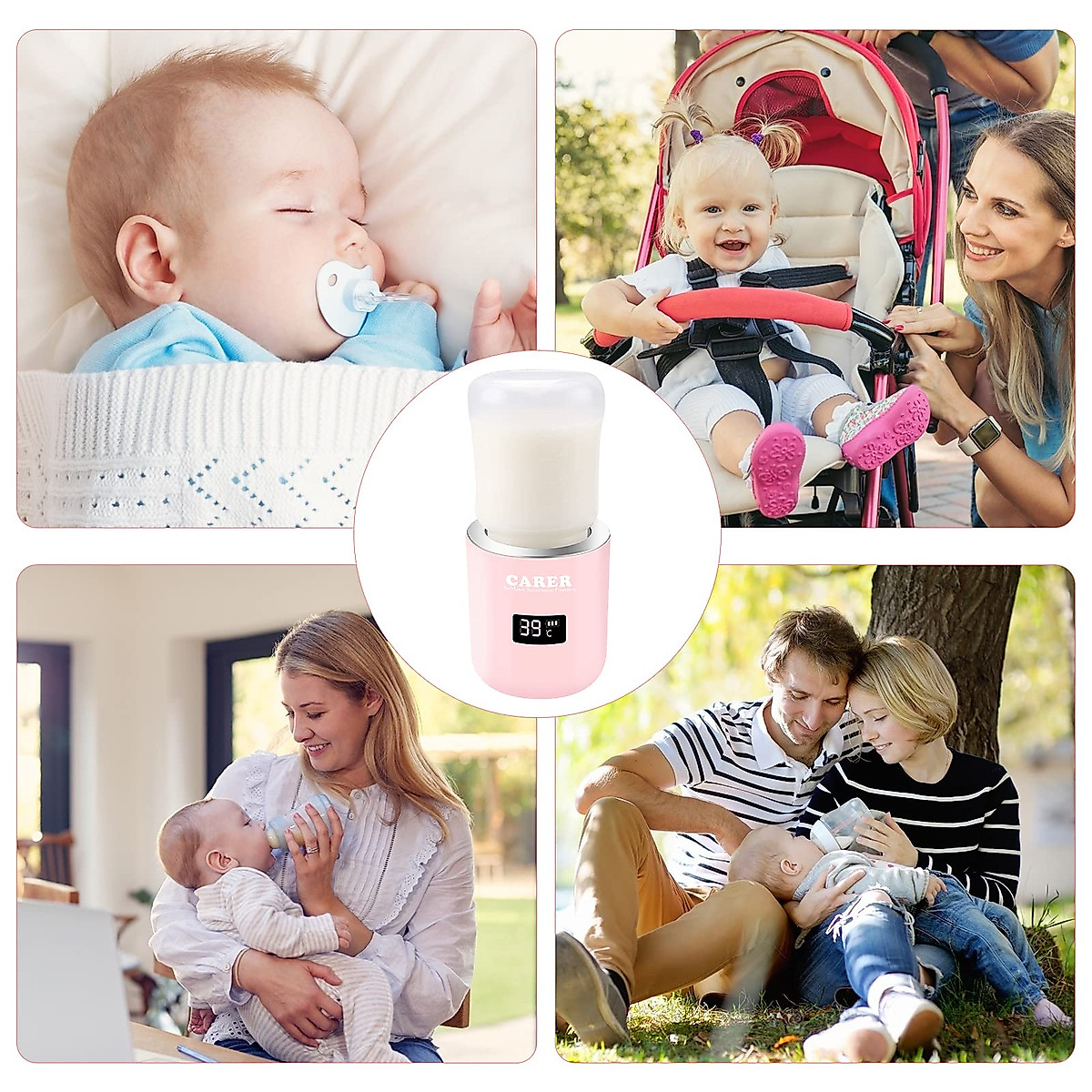 Portable Bottle Warmer Milk Warmers for Breastmilk or Formula, Travel Bottle Warmer Digital Display Thermostat Milk Heater for Baby Milk Perfect Temperature Fast Bottle Warmer Fits Most Bottle Size
