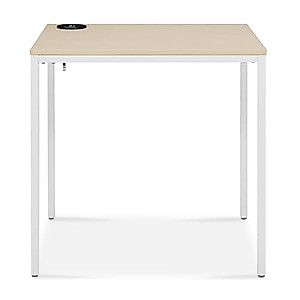 Brite Table Desk 30" W x 24" D x 30" H - Light Maple Top/White Steel Frame - Commercial Quality