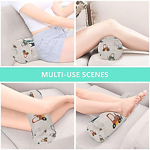 xigua Cute Truck Excavator Neck Roll Pillow for Neck Relief with Removable Washable Cover - Memory Foam Round Cylinder Bolster, Ergonomically Designed for Head, Neck, Back, and Legs