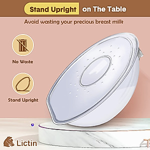 Lictin Breast Shell Breastmilk Collector for Breastfeeding 2 Pcs Silicone Breast Pad Nursing Cup Milk Saver for Nursing Moms Protect Sore Nipples Soft and Reusable with 20 Breast Milk Storage Bags