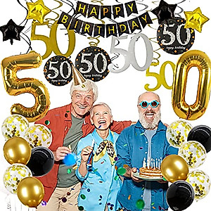 50th Birthday Decorations for Men Women 50th Birthday Party Decor 50 Years Old Birthday Decorations Balloons Over The Hill Party Supplies 50th
