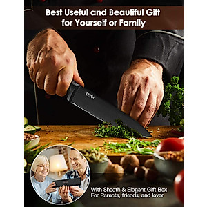 EUNA kitchen knife 8 inches Integrated with sheath & gift box Chef's knife Durable, ultra-sharp cutlery knife with ergonomic handle for culinary cutting. Cutting meat vegetables