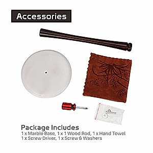 Marble Paper Towel Holder Countertop for Kitchen, Wood Paper Towel Holder Stand with No Wobbly Natural Marble Base, One Hand Pull & Tear - Black Brown