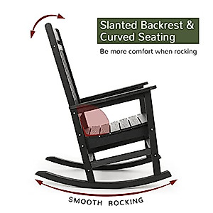Stoog All-Weather Outdoor Rocking Chairs, Porch Rocker with 400 lbs Weight Capacity, Rocking Chars for Porch, Backyard, Fire Pit, Lawn, Garden and Indoor, Black