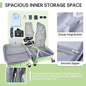 AnyZip Carry On Luggage Expandable PC ABS Durable Hardside Suitcase with Spinner Wheels TSA Lock 20 Inch LightGreen