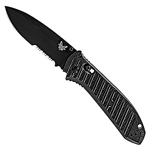 Benchmade 570SBK-1 Presidio II, Coated Finish, Serrated Edge, Drop Point Blade Knife, Made in the USA