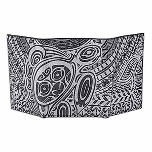 Hawaiian Turtle Tattoo Trifold Wallet, Genuine Leather, "Ohana" Tattoo art by Samson Harp (Black) from NAKOA