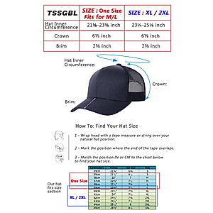 TSSGBL M,L,XL,XXL Snapback Trucker Hat Summer Ball Caps for Men Women,Adjustable Blank Mesh Back Workout Baseball Cap - Charcoal Grey