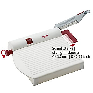 Westmark Germany Multipurpose Stainless Steel Cheese and Food Slicer with Board and Adjustable Thickness Dial (White) -