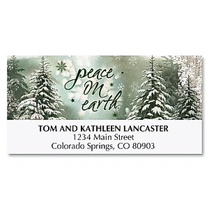 Peaceful Trees Deluxe Christmas Address Labels - Set of 48, Large Self-Adhesive, Flat-Sheet Labels