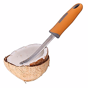 BAMI-LEE House 2 piece Coconut Meat Remover Durable Non-slip Silicone Handle Stainless Steel Coconut Tool