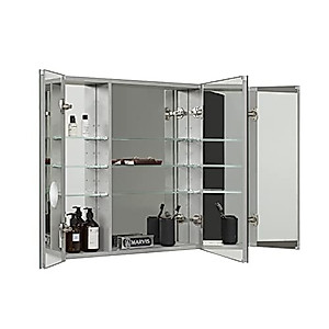 AQUADOM Royale 48in x 30in x 5in 3 Doors, Medicine Cabinet Integrated 3X Magnifying Mirror