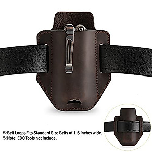 VIPERADE PJ31 Multitool Sheath, Flashlight Holster for Belt, EDC Pocket Pouch Leather Sheath for Men, Belt Sheath EDC Holster for Multitool, Flashlight, Folding Pocket Knife (No MOLLE-Brown)