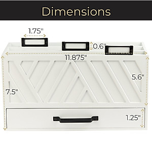 White Mail Organizer - Desktop Mail Holder - Office Desk Organizers Storage with Drawer - Paper File Folder Desk Organization - Desk Accessories & Workspace Organizers by Blu Monaco