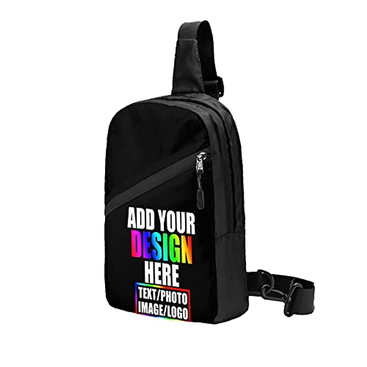 Custom Mens Bag With You Logo Text Picture Personalized Chest Bags Travel Business Shopping Sport MensCustom Chest Bags,Black