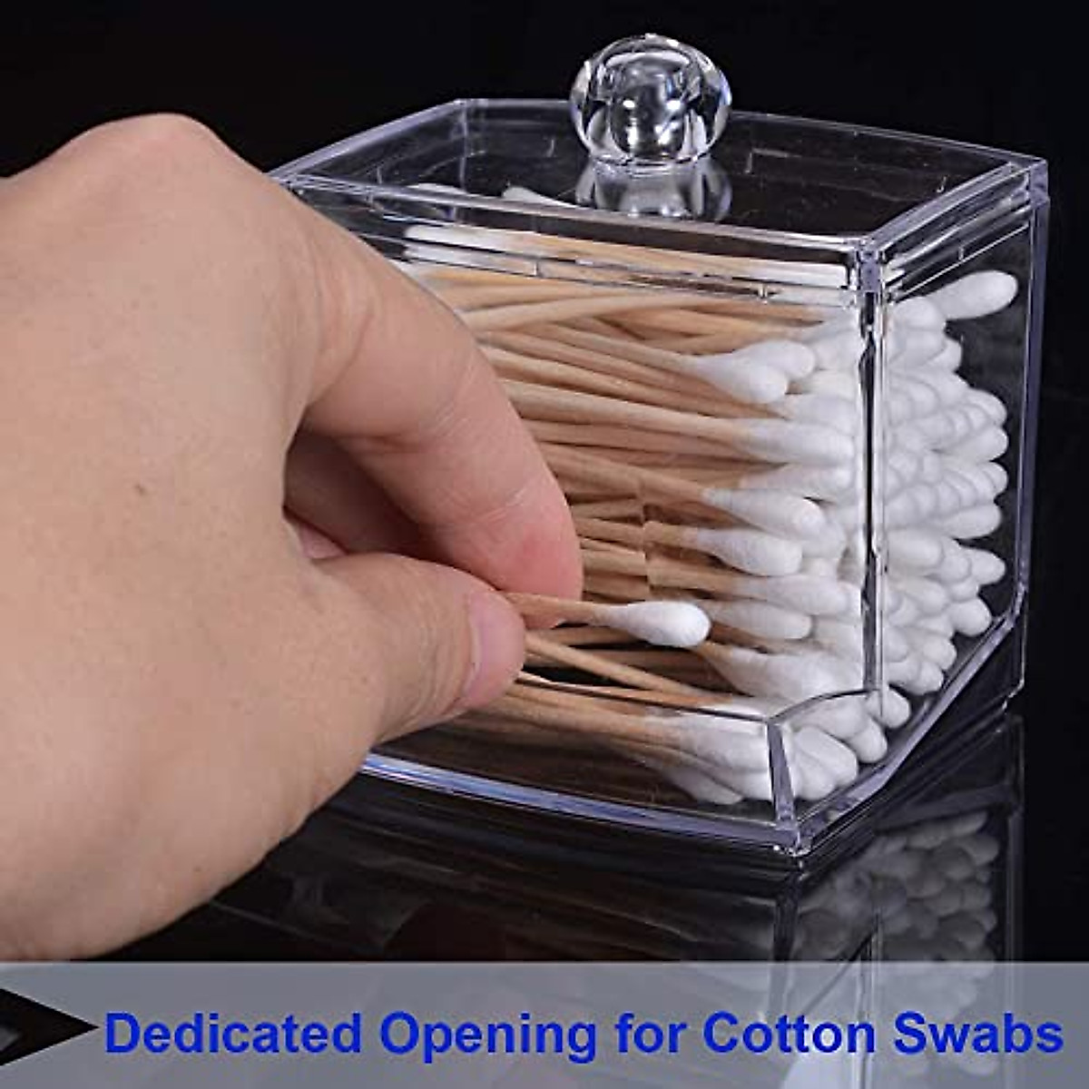 Wellinc 3 Pack Cotton Swab Dispenser, 8/10/10 Oz Qtip Holder Dispenser Set, Storage Organizer Holder Canister Apothecary Jars with Lid for Cotton Rounds, Bath Salts, Makeup Sponges, Hair Accessories