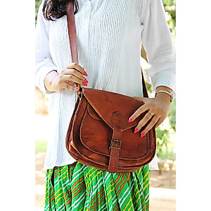 CraftShades Handmade Leather Sling Bag Women Vintage Style Brown Casual Cross Body Shoulder Bag Purse