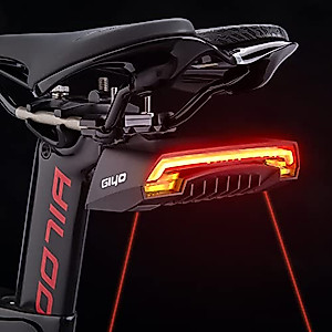 Bike Tail Light Rechargeable with Turn Signals - Laser Drive LED Bike Rear Light - IPX4 Waterproof Smart Bicycle Brake Light for Safer Cycling (USB Cable Included)