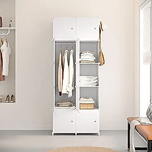 JOISCOPE Portable Closet for Hanging Clothes, Combination Armoire, Modular Cabinet for Space Saving, Ideal Storage Organizer Cube for Books, Toys, 10 Cubes