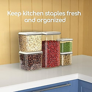 HCM Airtight Food Storage Containers, BPA Free Plastic Cereal Containers with Easy Lock Lids for Kitchen Pantry Organization and Storage (4PCS, 0.75L*4)
