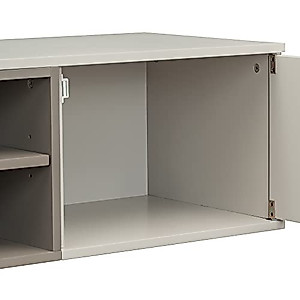 HAUSHECK Modern Floating Stand for 65 Inch TVs with 2 Large Storage, 3 Levels Adjustable Shelves, Cable Management & Magnetic Cabinet Door, Wall Mounted Entertainment Center Media Console, Beige