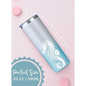 Onebttl Seahorse Gifts, Seahorse Lovers Present, Seahorse Pattern Goods, Christmas, Birthday, Valentine's Day, Couples, 20oz Stainless Steel Tumbler, Gift with Lid, Insulated, Vacuum Insulated