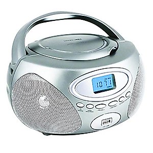 HANNLOMAX HX-311CD Portable CD/MP3 Boombox, PLL AM/FM Radio, USB Port for MP3 Playback, Aux-in, LCD Display, AC/DC Power Source (Silver)