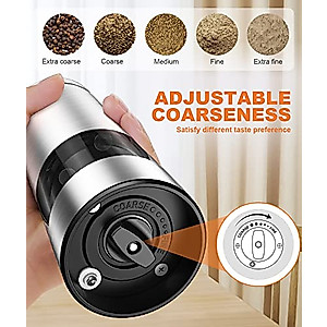 OUWMAN 2 Pack Electric Salt and Pepper Grinder Set, Automatic Stainless Steel Pepper Mill Grinder with Convenient One Hand Operation, LED Light, Adjustable Coarseness, Cleaning Brush, Battery Powered