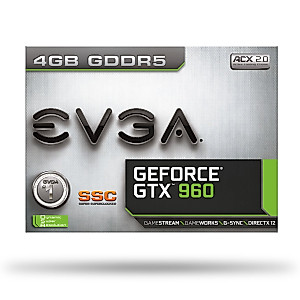EVGA GeForce GTX 960 4GB SSC GAMING ACX 2.0+, Whisper Silent Cooling w/ Free Installed Backplate Graphics Card 04G-P4-3966-KR