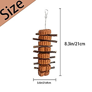 MUYG Bunny Carrot Cake Chew Toys,Rabbit Teeth Grinding Hanging Chinchillas Molar Toy Improve Dental Health Natural Apple Sticks for Guinea Pigs Rats Hamsters Gerbils(4 Packs)