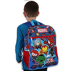 Marvel Kawaii Boys 16" Backpack 5 piece School Set (One Size, Blue)