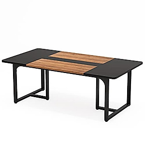 Tribesigns 70.86" Executive Desk, Large Office Computer Desk with Strong Metal Frame, Wooden Workstation Business Furniture, 8 People Rectangle Conference Table for Home Office
