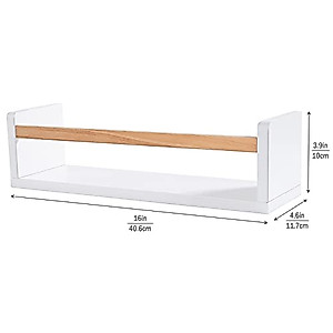 AZSKY Nursery Wall Décor Shelves White Floating Bookshelves for Baby and Kids Room 16 Inch Book Organizer Storage Ledge Long Display Floating Shelves for Toys CDs Dolls Picture Frames a Set of 3