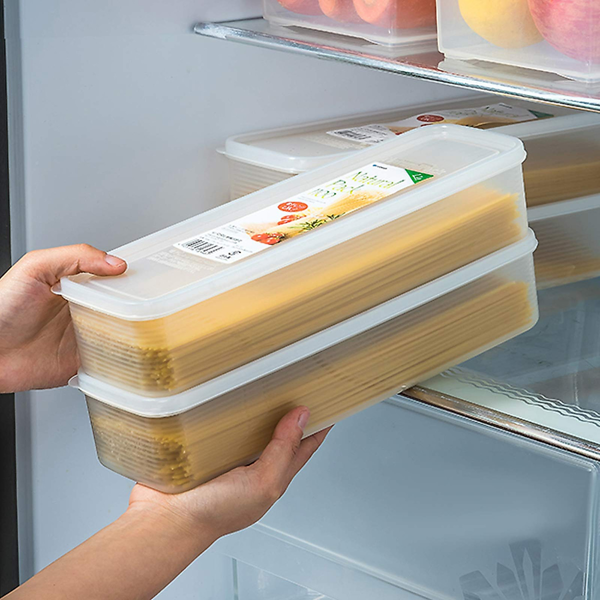 2Pcs Pasta Storage Container Kitchen Spaghetti Food Storage Box - Noodle Canister With Lid for Spaghetti, Noodles, Pasta, Eggs, Fruits Snacks (2Pcs)